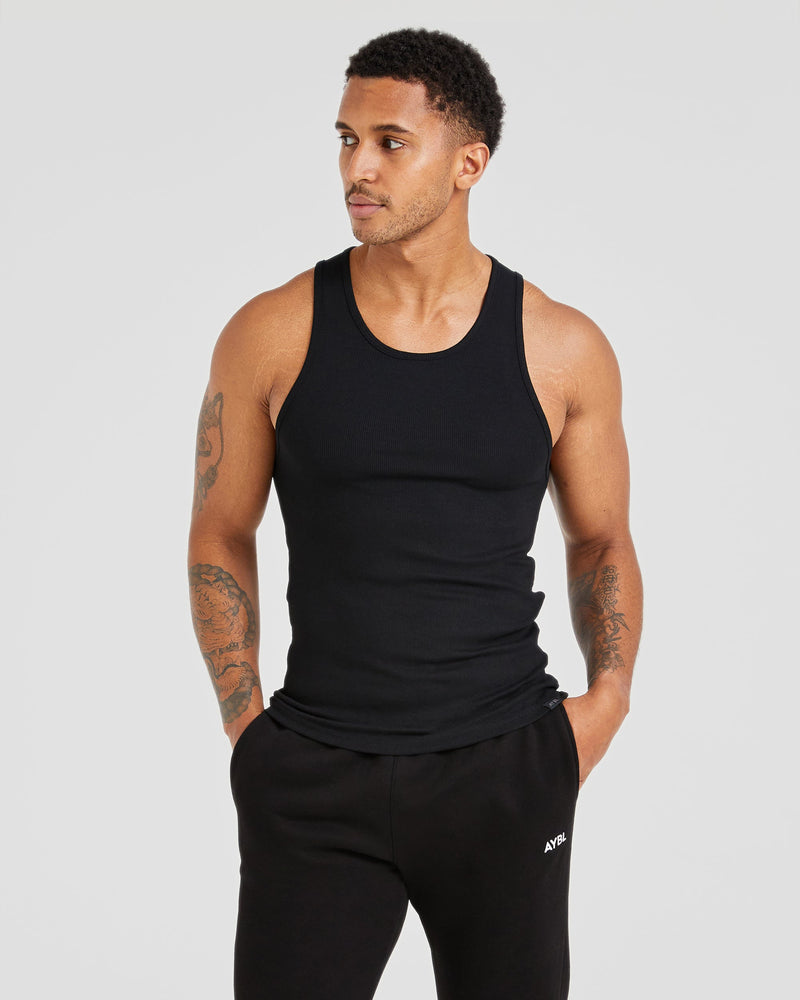 Muscle Ribbed Tank - Black – AYBL USA