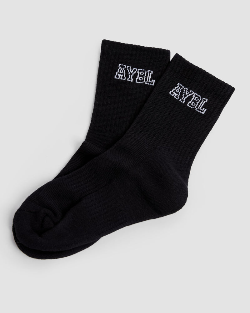 Varsity Crew Socks Black Aybl Usa