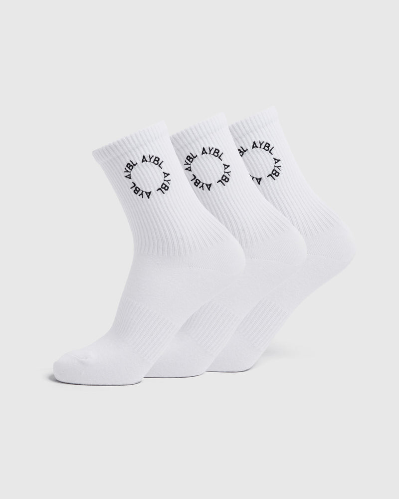 Everyday Embroidered Crew Socks (3 Pack) - White – AYBL USA